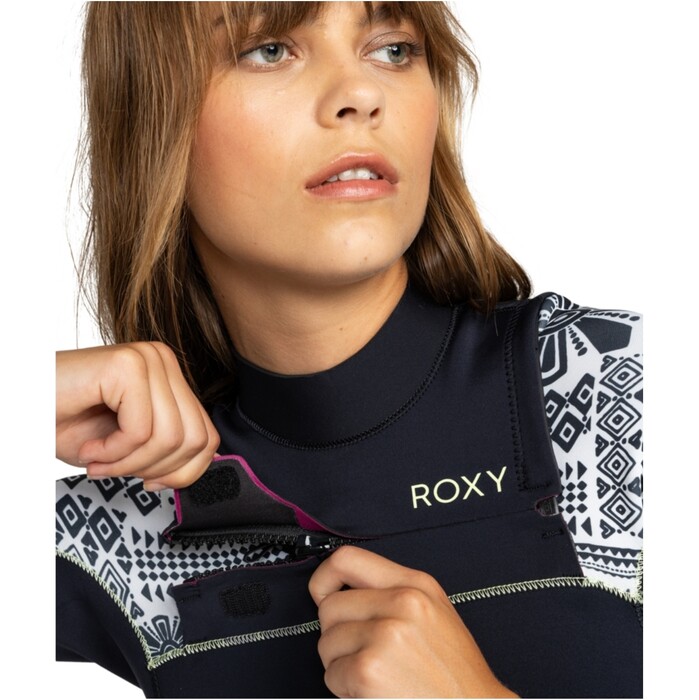 2025 Roxy Womens Swell Series 4/3mm Chest Zip Wetsuit ERJW103125 - Egret Mo Rockin | Wetsuit Outlet
